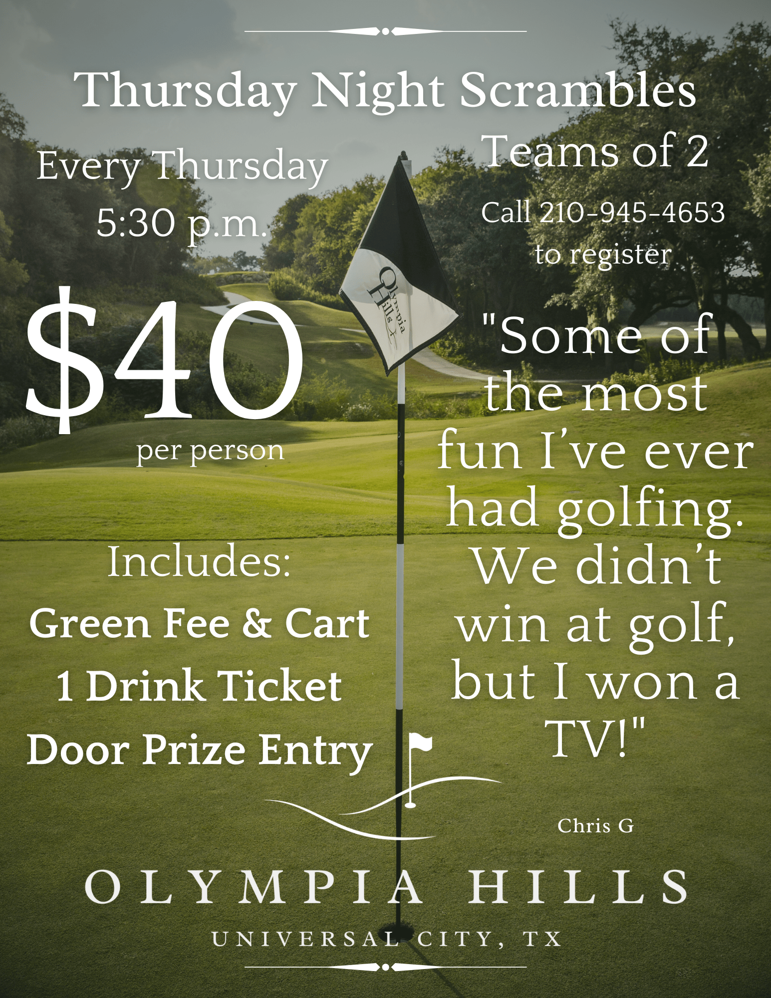 Upcoming Open Tournaments - Olympia Hills Golf & Event Center